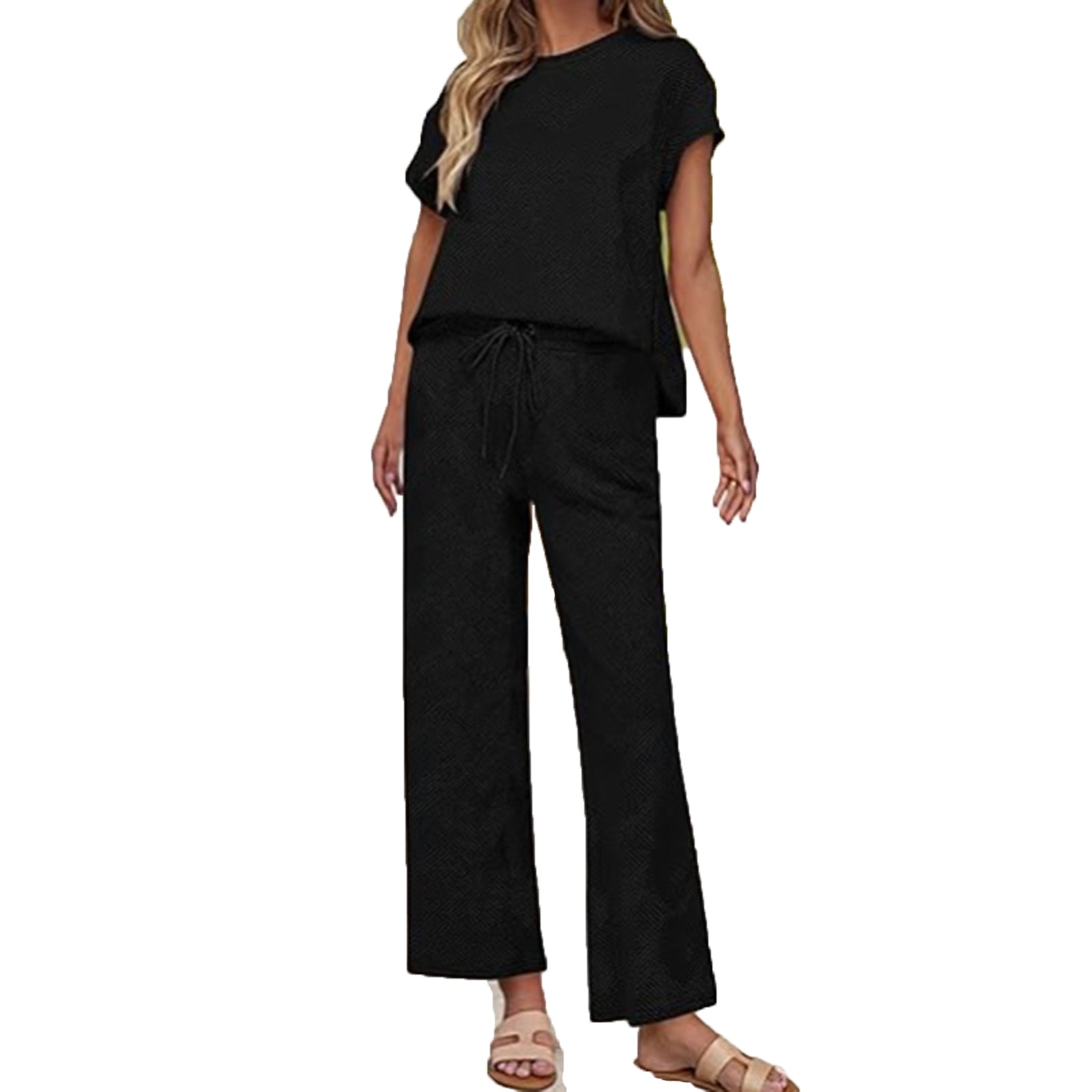 ASDFVBKG Matching Sets Women Clothing Wide Leg Pants knitted Cardigan ...