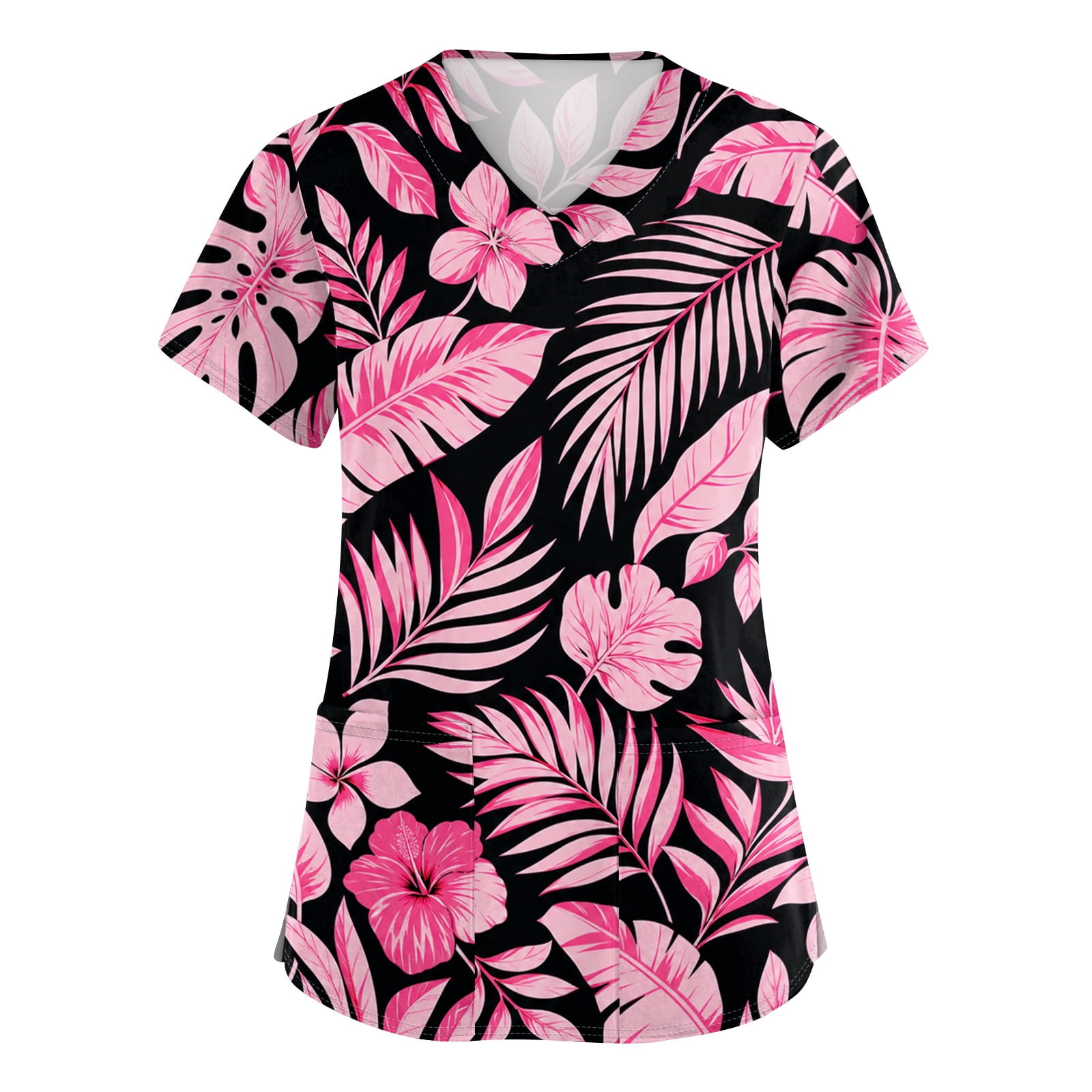 ASDFVBKG Medical Women's Scrub Top Short Sleeve V Neck Working Top with ...