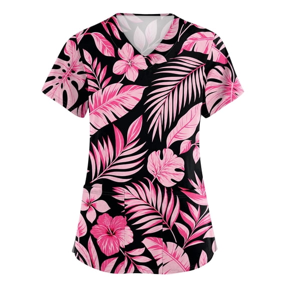 ASDFVBKG Medical Women's Scrub Top Short Sleeve V Neck Working Top with ...
