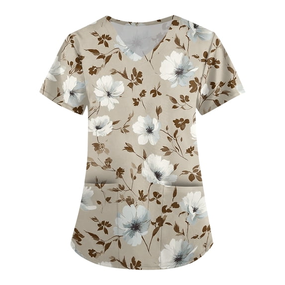 ASDFVBKG Medical Women's Scrub Top Short Sleeve V Neck Working Top with ...
