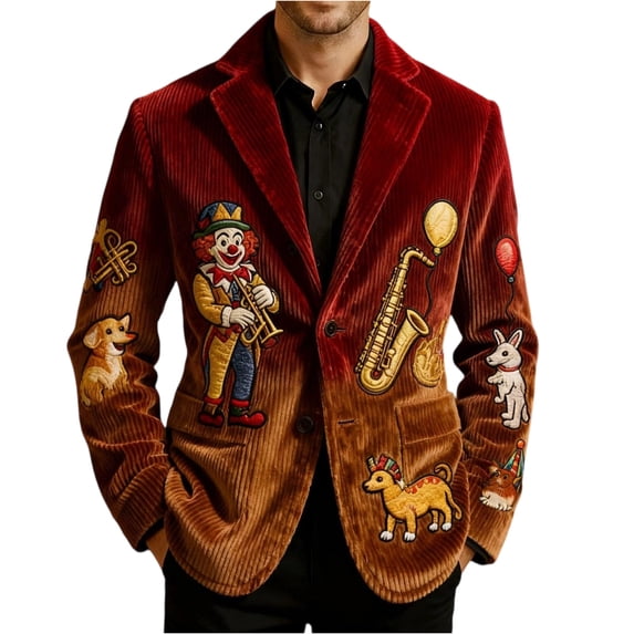 ASDFVBKG Men Mardi Gras Jacket Digital Print Long Sleeve Corduroy ...