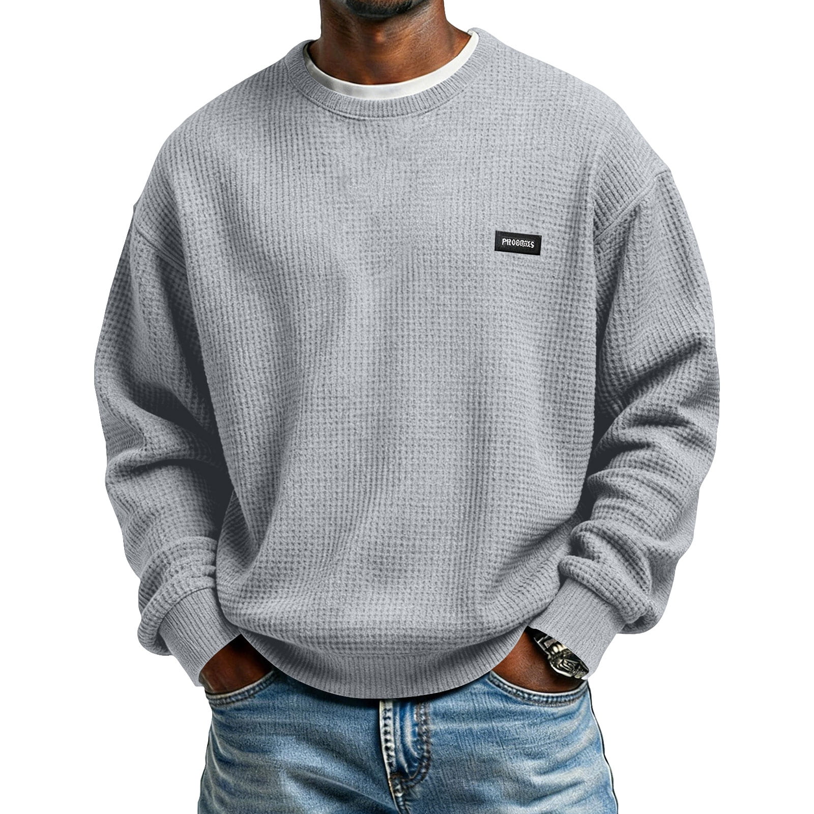 ASDFVBKG Men's Fall Crewneck Sweatshirts Comfy Quilted Shirts Fashion ...