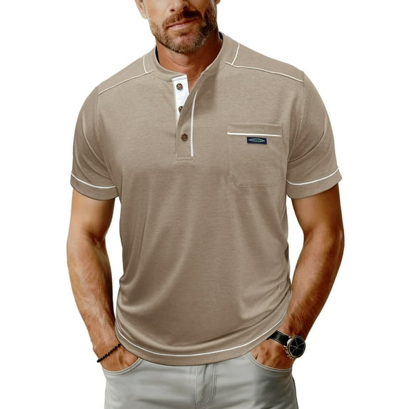 ASDFVBKG Men's Henley T-Shirt Casual Short Sleeve Basic Summer Pullover ...
