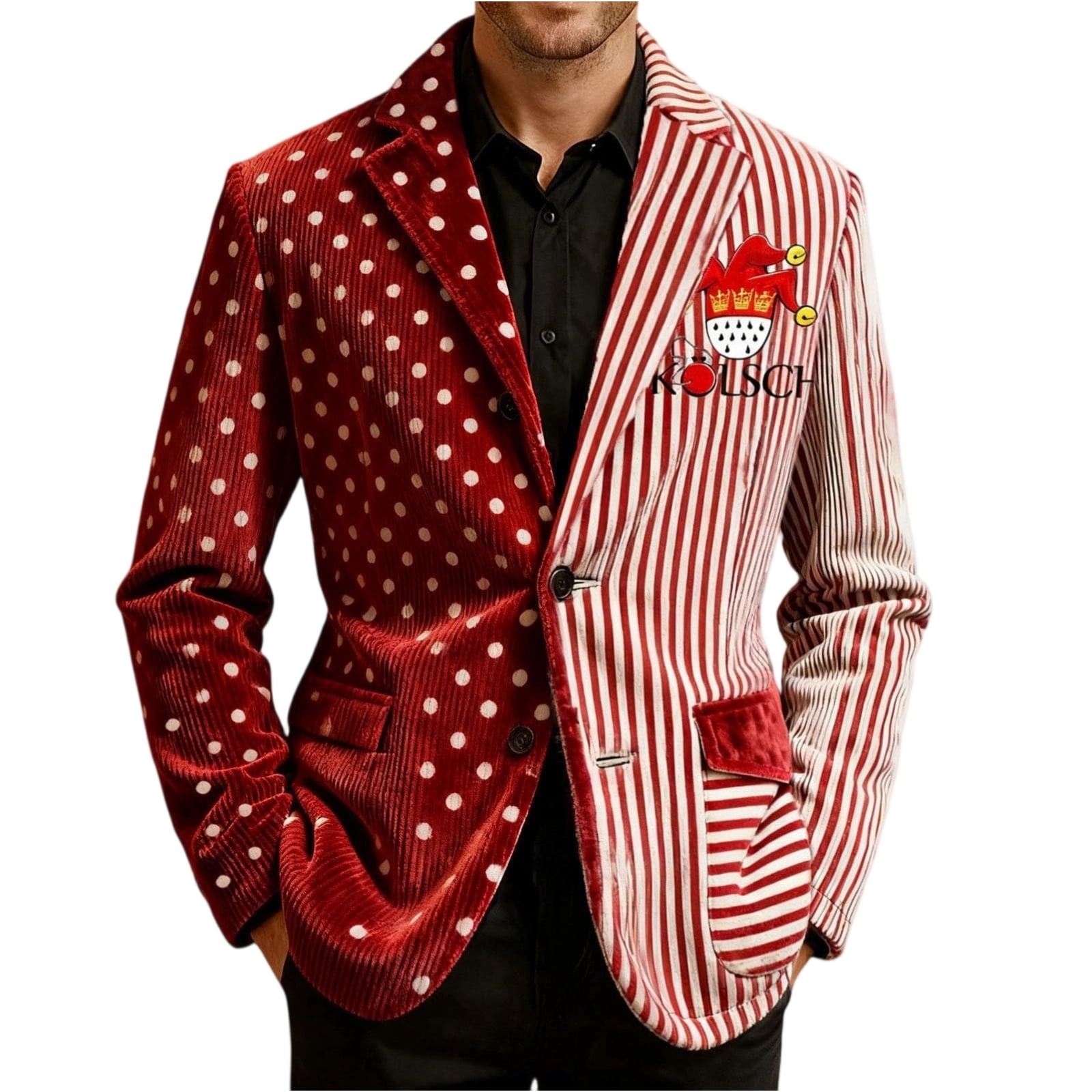 ASDFVBKG Men's Mardi Gras Jacket Digital Print Long Sleeve Corduroy ...