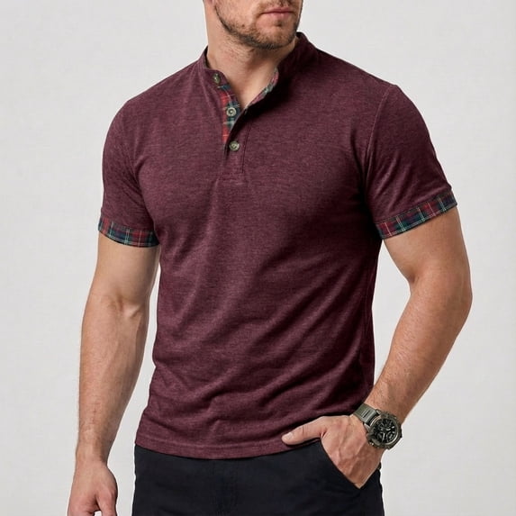 ASDFVBKG Men's Muscle Slim Henley Shirts Dressy Short Sleeve Gym Tees ...