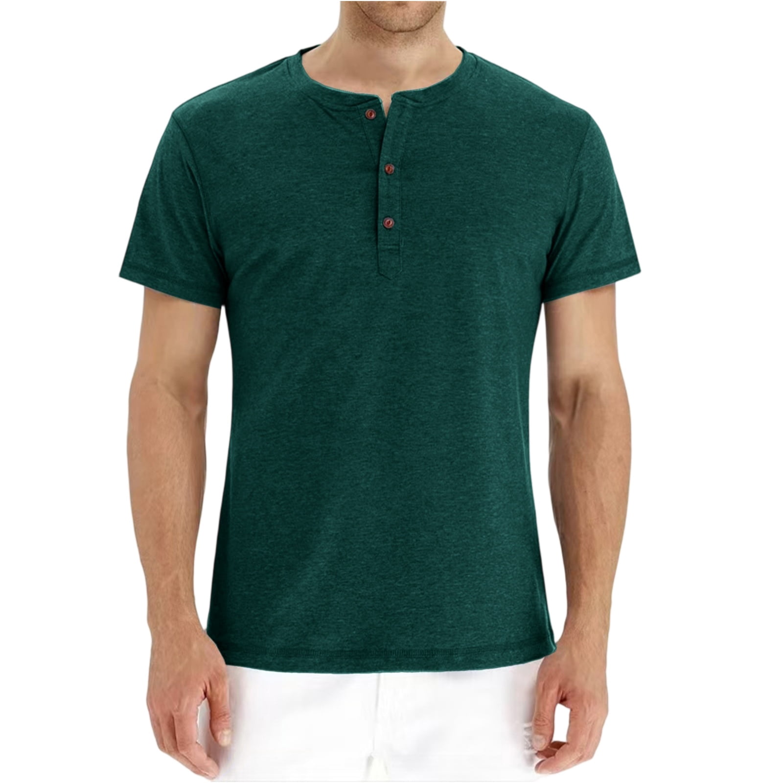 ASDFVBKG Men's Muscle Slim Henley Shirts Dressy Short Sleeve Workout ...