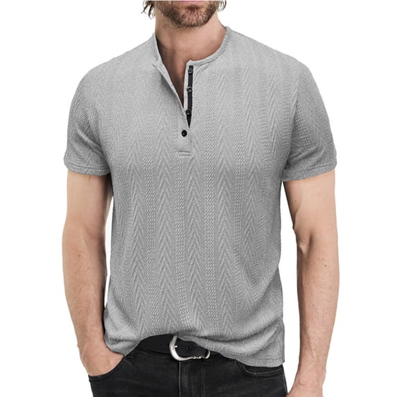 ASDFVBKG Men's Muscle Slim Henley Shirts Fashion Short Sleeve Gym T ...