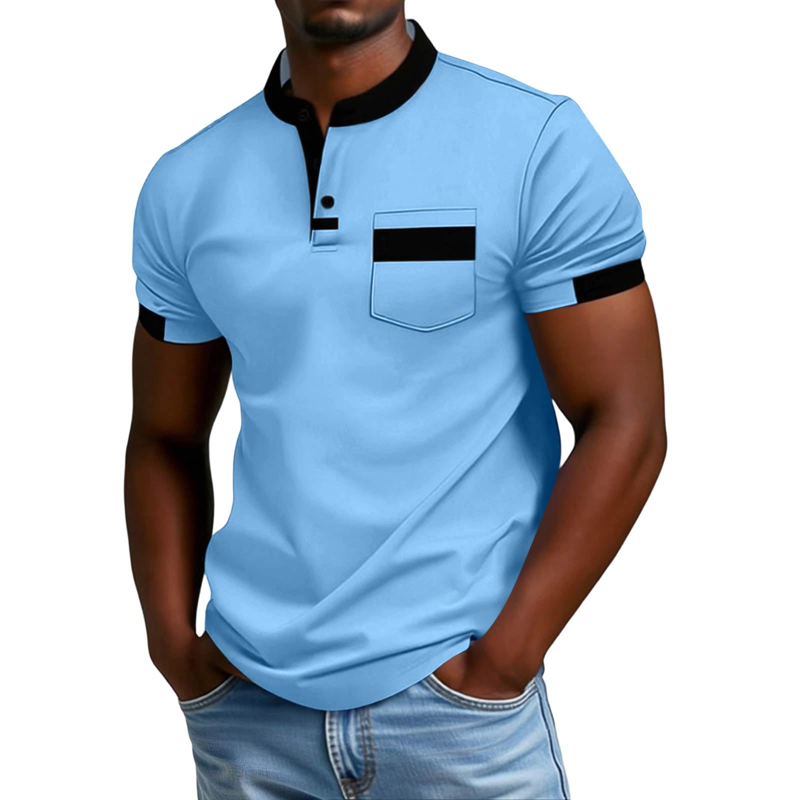 ASDFVBKG Men's Muscle Slim Henley Shirts Fashion Short Sleeve Workout ...
