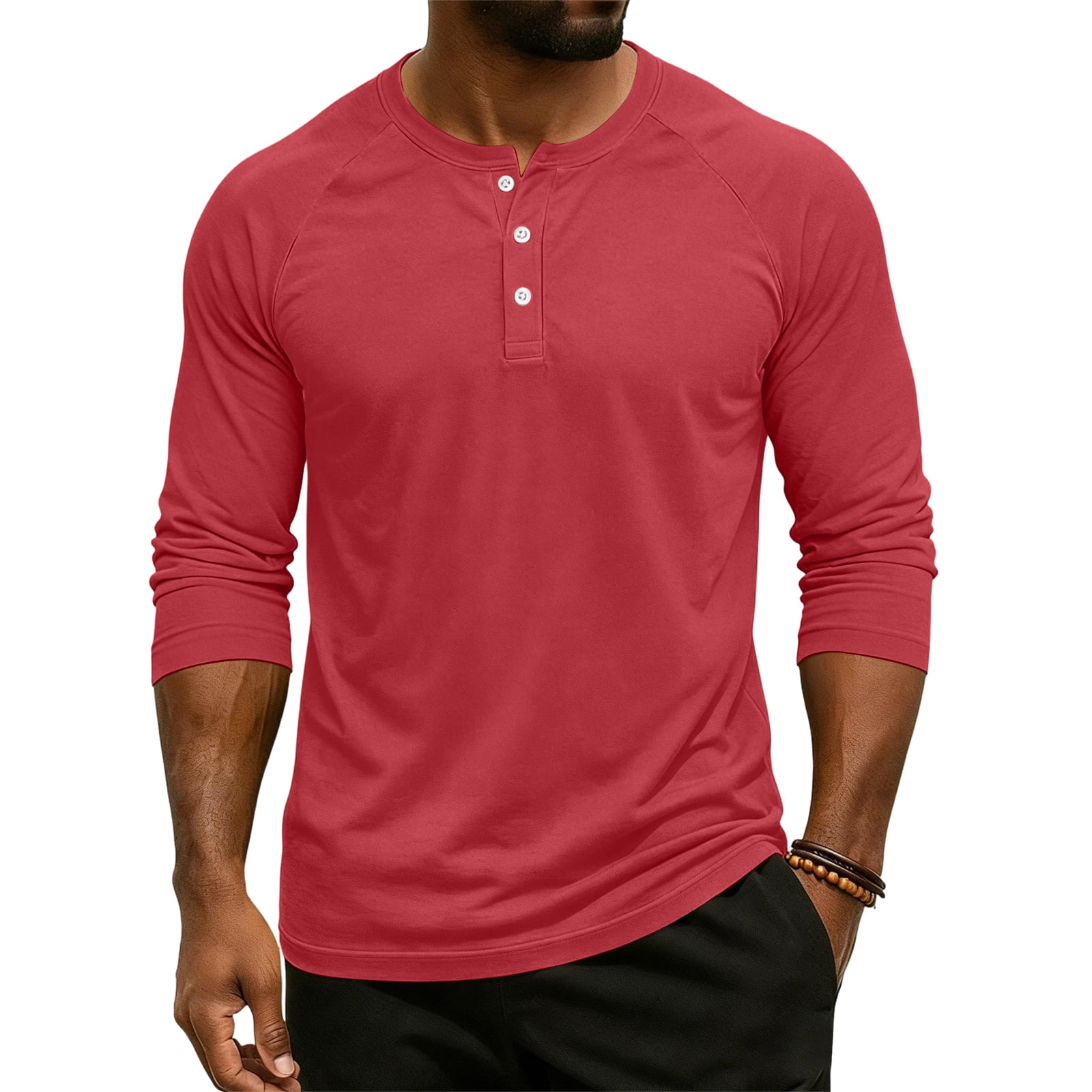 ASDFVBKG Mens Muscle Big & Tall Henley Shirts Dressy Long Sleeve ...