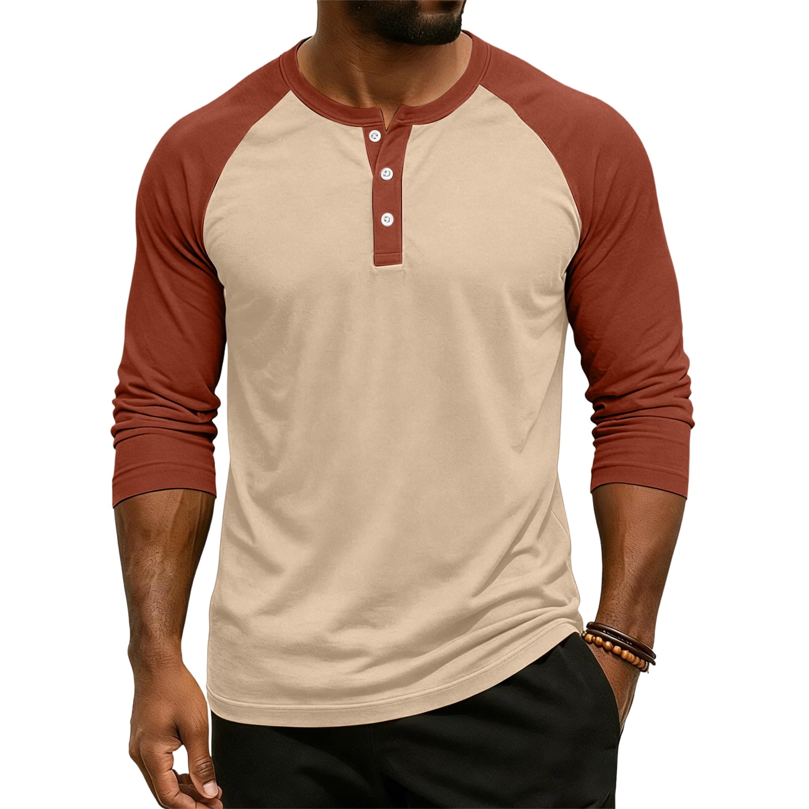 ASDFVBKG Mens Muscle Long Sleeve Henley Shirts Fashion Gym T Shirts ...
