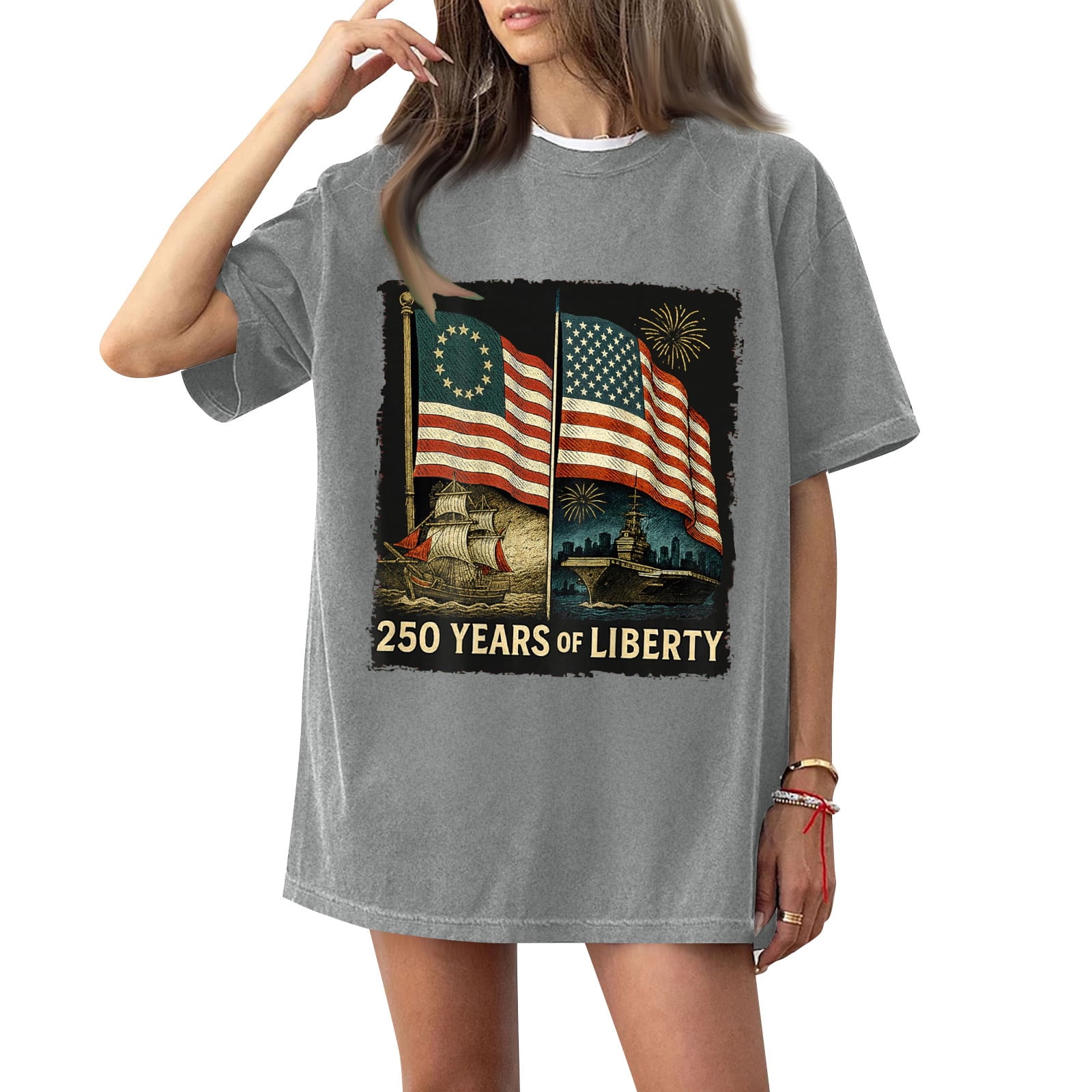 ASDFVBKG On Back Betsy Ross Flag 250 Years of Liberty 250th Birthday T ...
