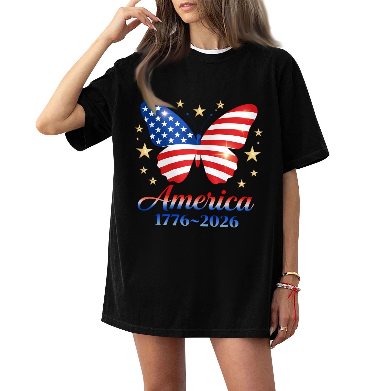 ASDFVBKG On Back Flag 250 Years of Freedom 1776-2026 250th Birthday T-Shirt Black 5XL - Walmart.com