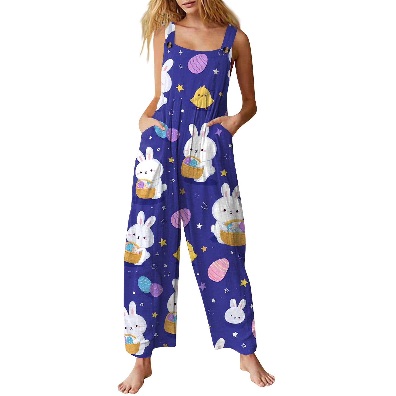 ASDFVBKG One Piece Jumpsuits Easter for Women Comfy Square Neck ...