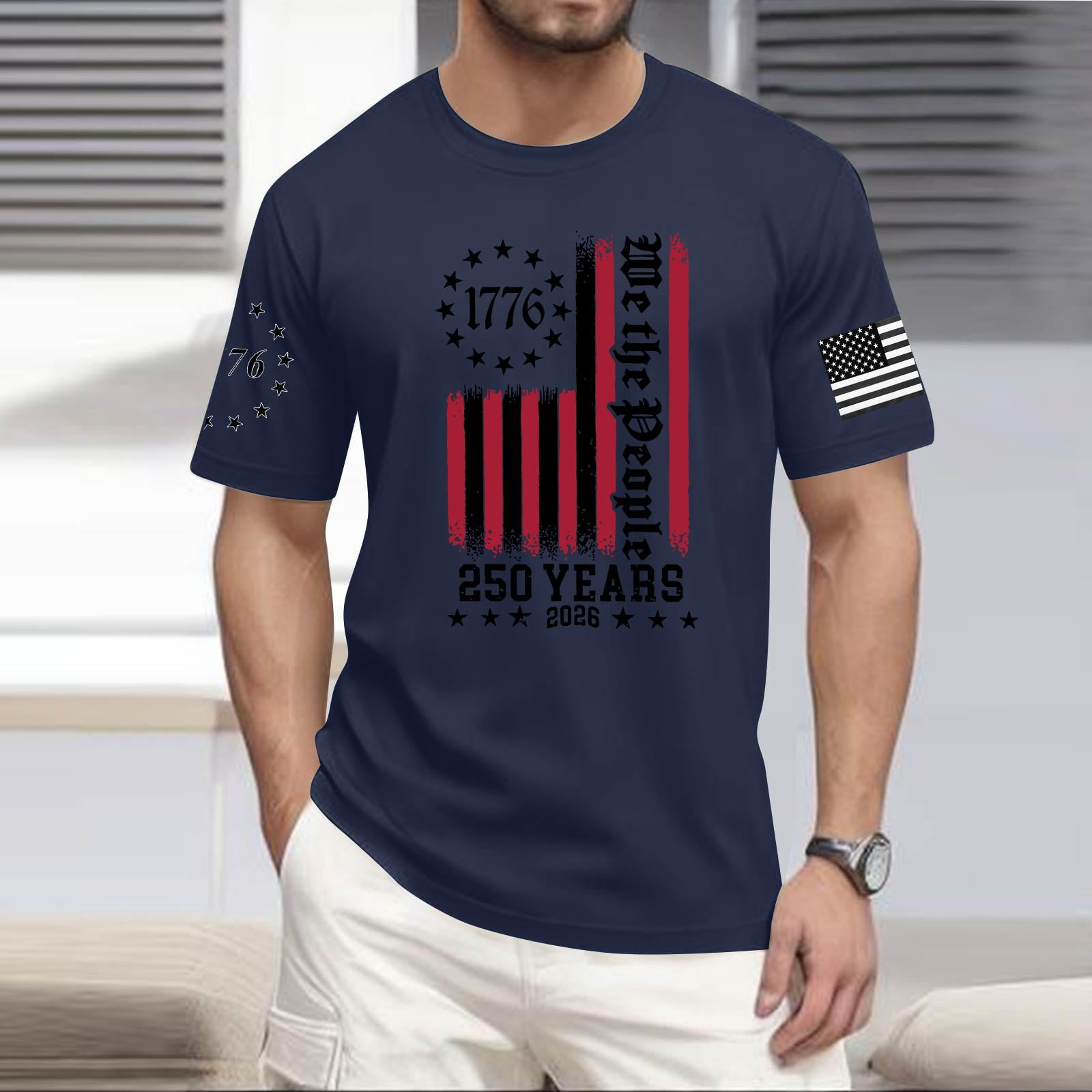 Hogleaql Patriotic 250th Anniversary T-Shirt Men's 1776-2026 Crew Neck ...