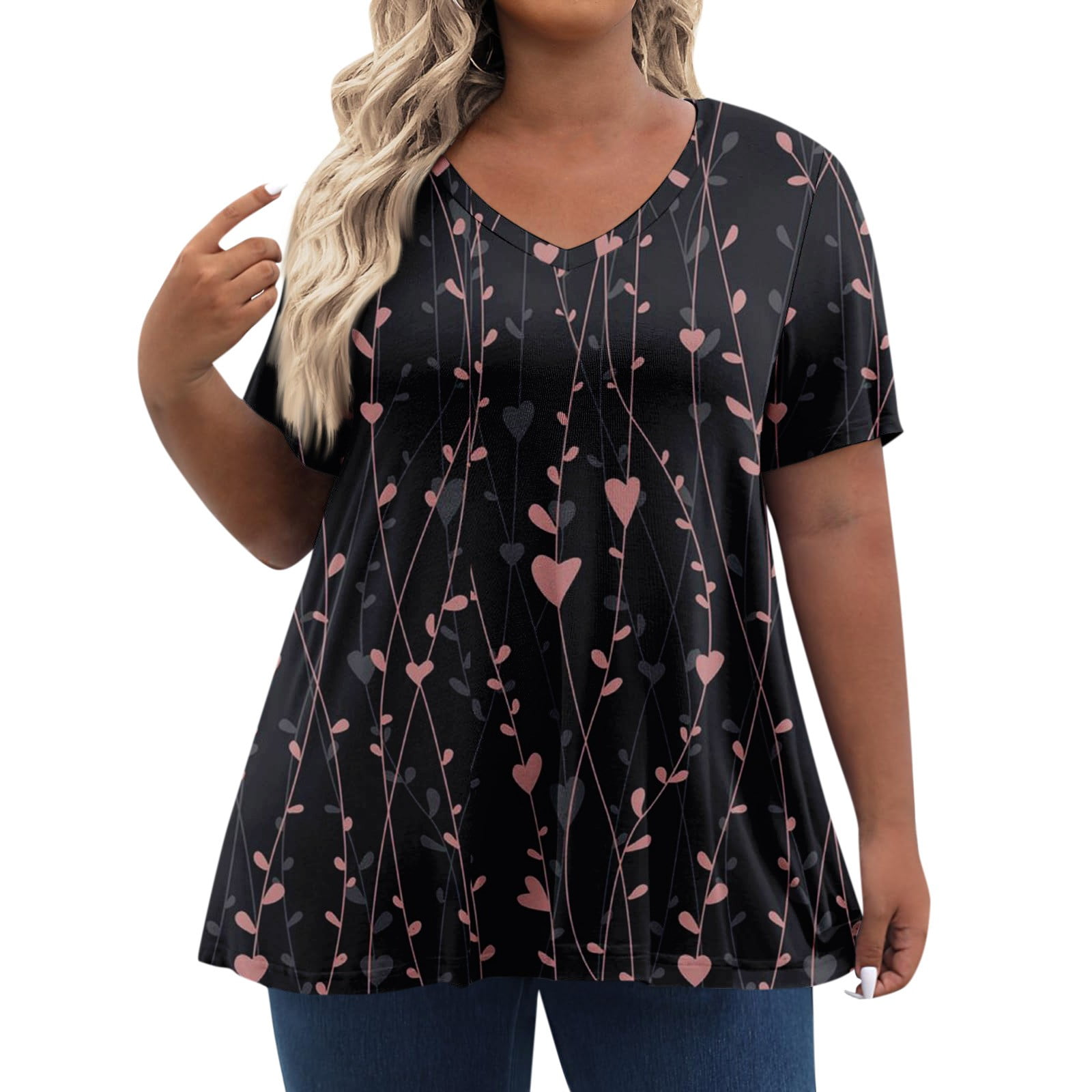 ASDFVBKG Plus Size Blouses for Women Cute Ladies Plus Size Tops V Neck ...
