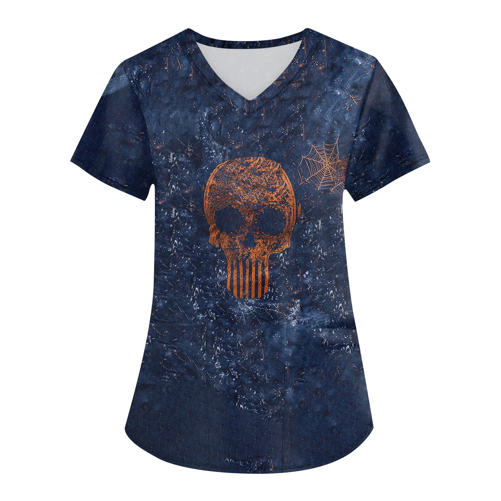 ASDFVBKG Plus Size Halloween Scrub Top for Women Short Sleeve V-Neck ...