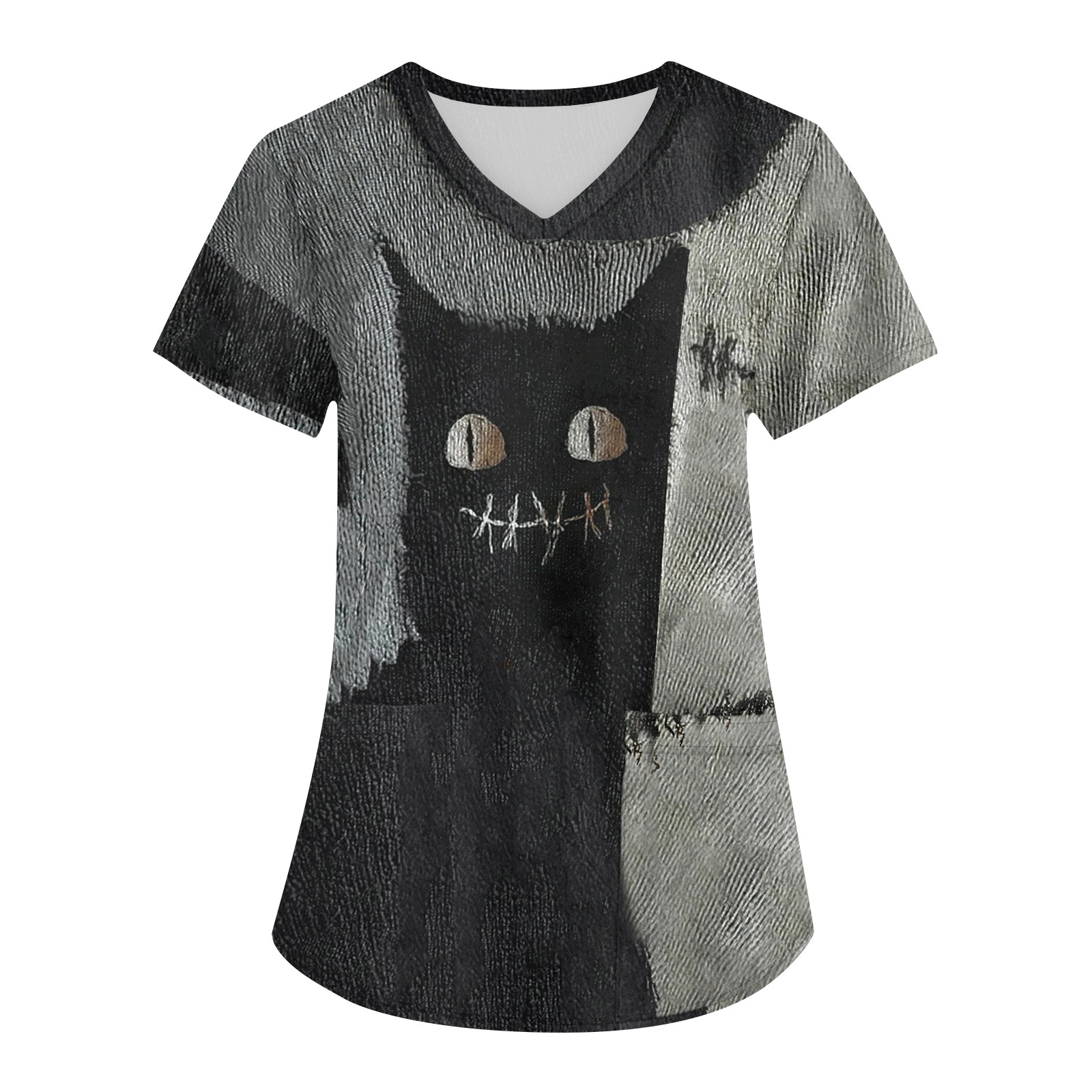 ASDFVBKG Plus Size Halloween Scrub for Women Short Sleeve V Neck ...