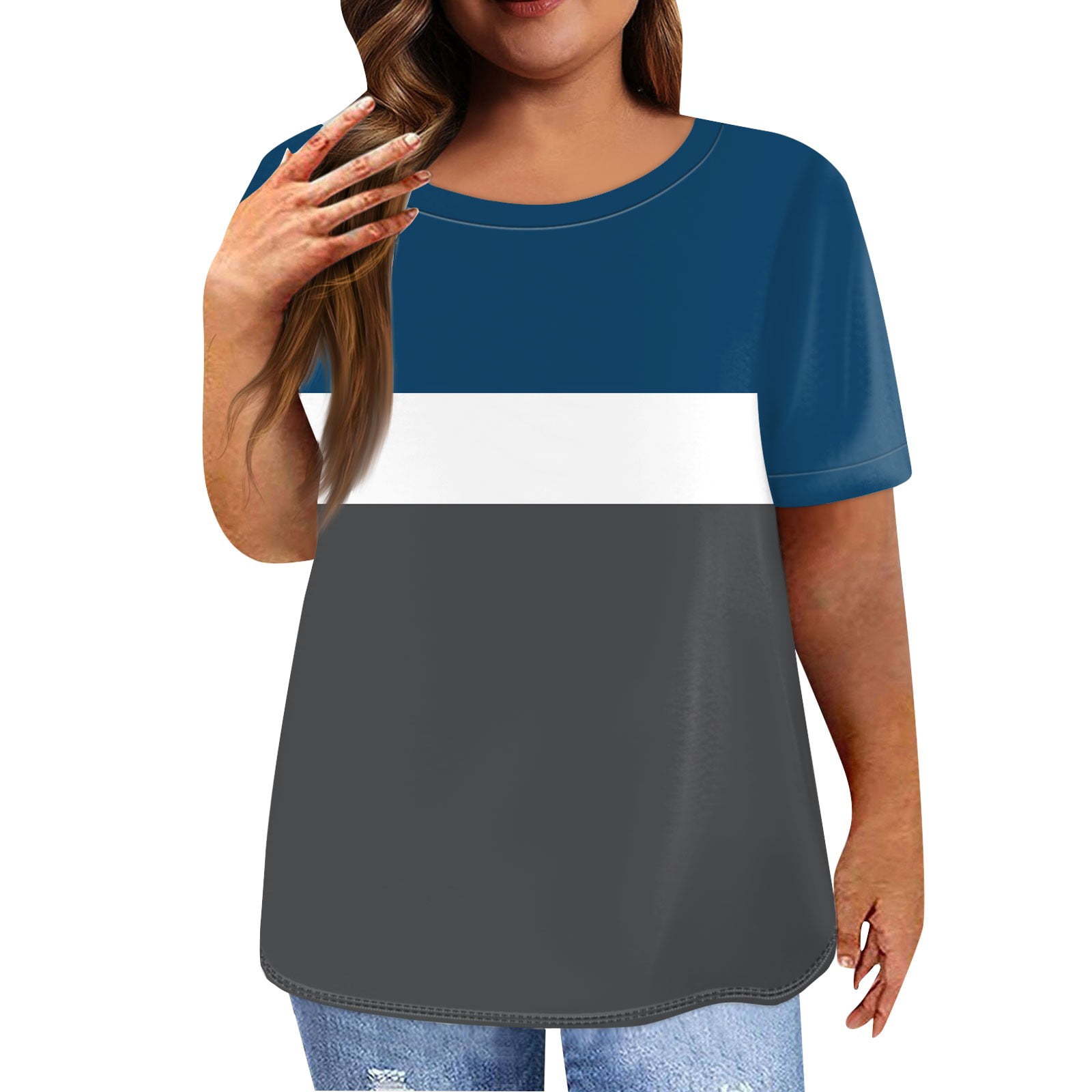 ASDFVBKG Plus Size T Shirts for Women Loose Cute Tops Short Sleeve V ...