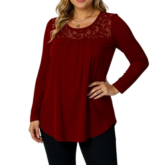 ASDFVBKG Plus Size Tops for Women Long Sleeve Tunics Comfort T Shirts ...