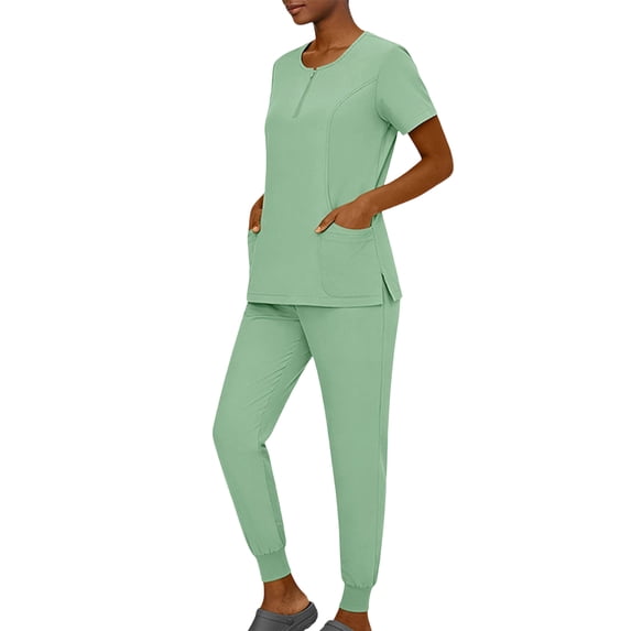 ASDFVBKG Scrub Set for Women 1/4 Zip Short Sleeve Jogger Suit with ...