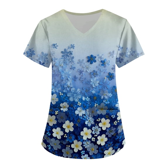 ASDFVBKG Scrubs Top for Women Short Sleeve V-Neck Working Top with ...