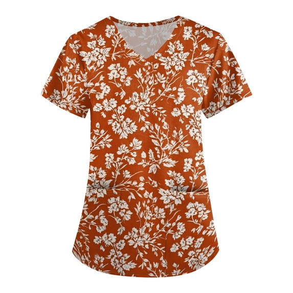 ASDFVBKG Scrubs Top for Women Short Sleeve V-Neck Working Top with ...