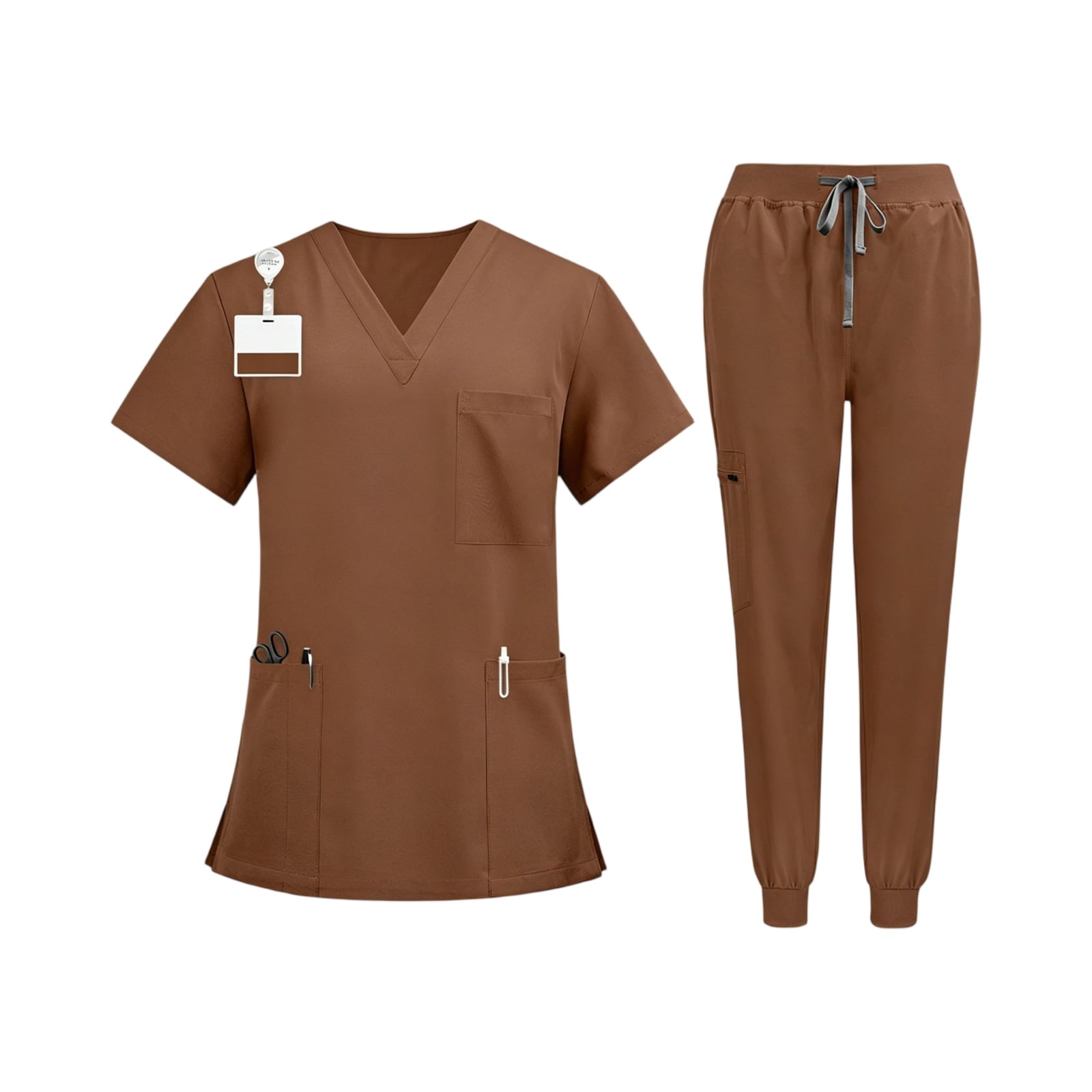 ASDFVBKG Scrubs for Women Scrub Set - Jogger Pant and V-Neck Top, 6 ...