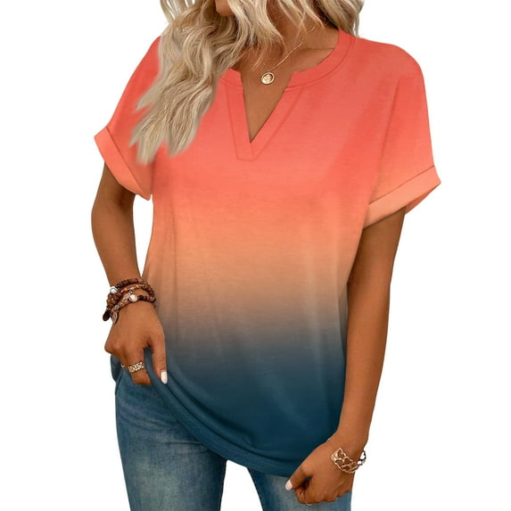 ASDFVBKG Short Sleeve Blouses for Women Comfy Neck Tee Tops Fashion ...