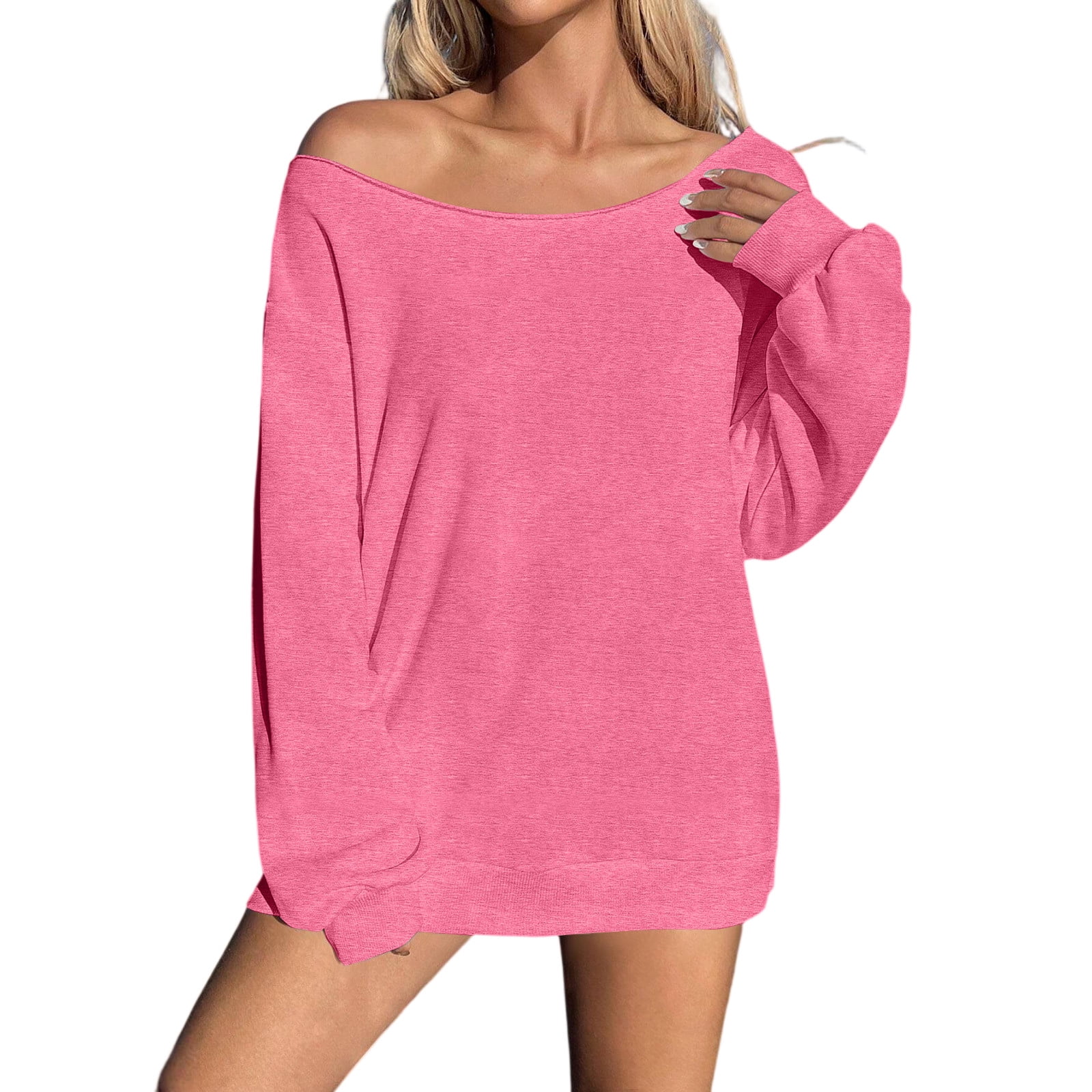 ASDFVBKG Off Shoulder Sweatshirt for Women Oversized Long Sleeve Comfy ...