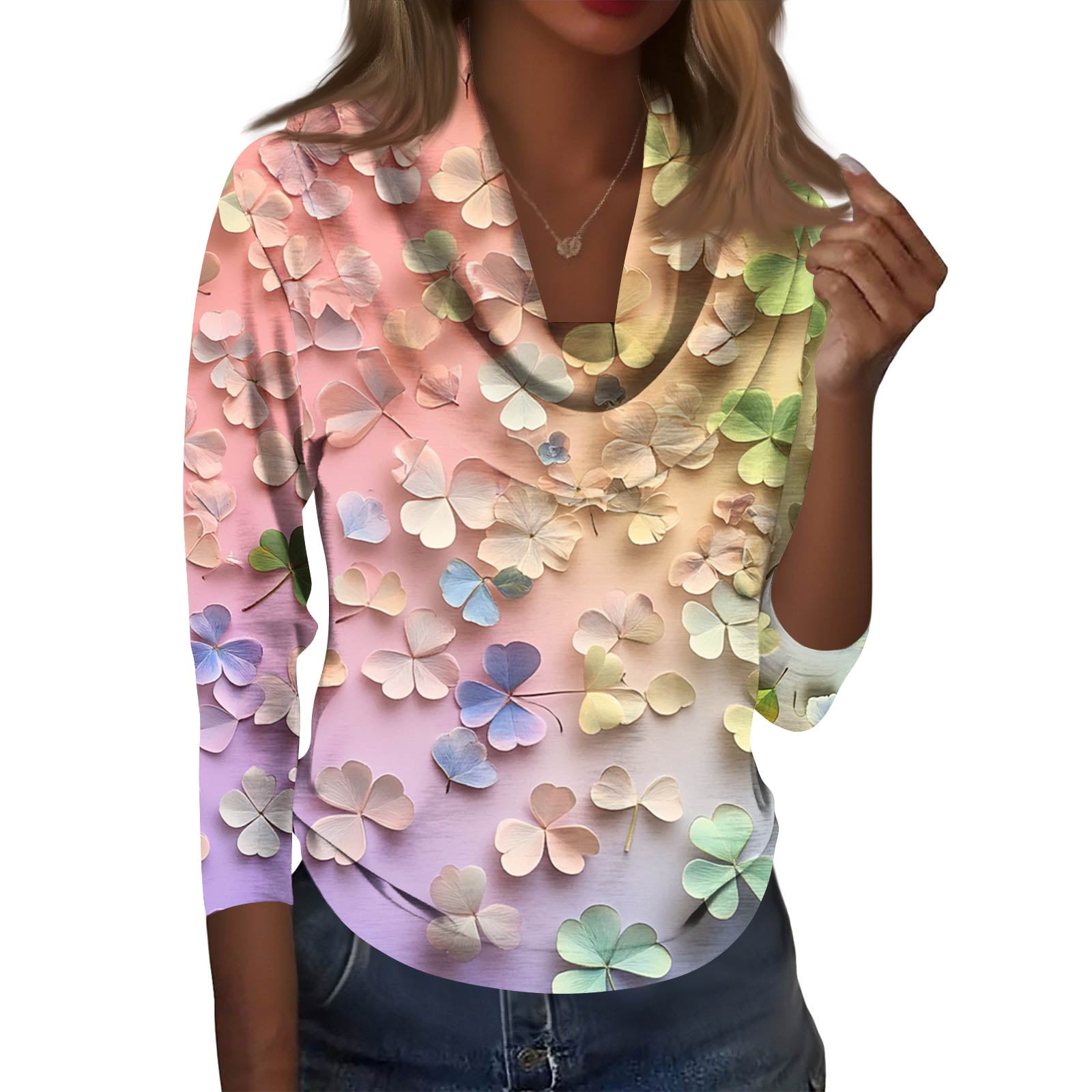 ASDFVBKG St. Patrick's Day Blouses for Women Short SleeCowle Blouses ...