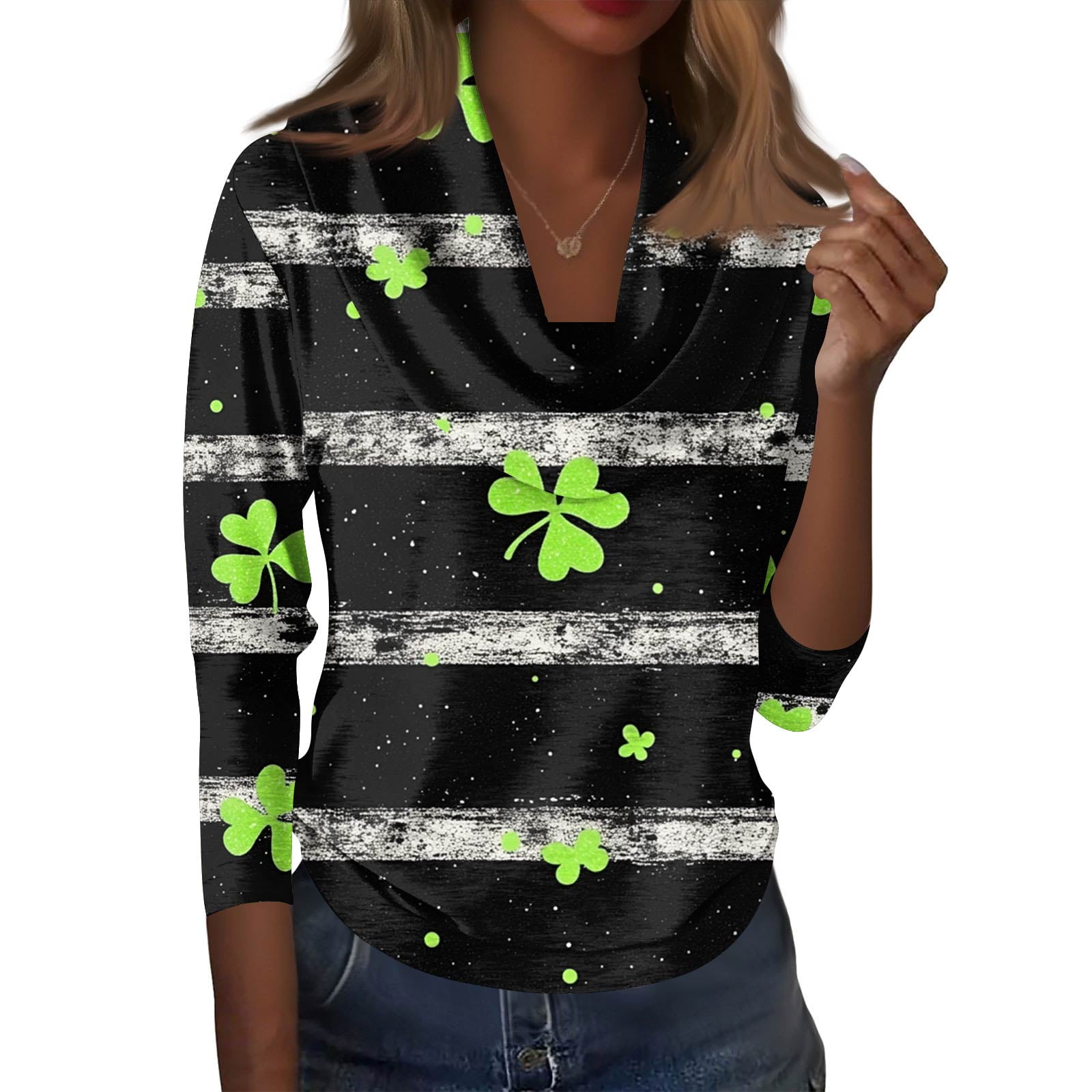 ASDFVBKG St. Patrick's Day Outfit for Women Short SleeCowle Blouses ...