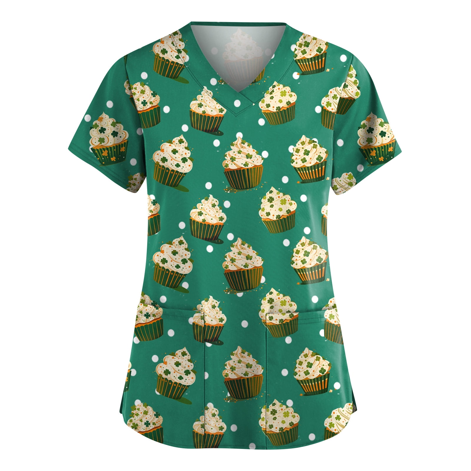 ASDFVBKG St. Patrick's Day Scrub Tops Spring Tunic Short Sleeve Holiday ...