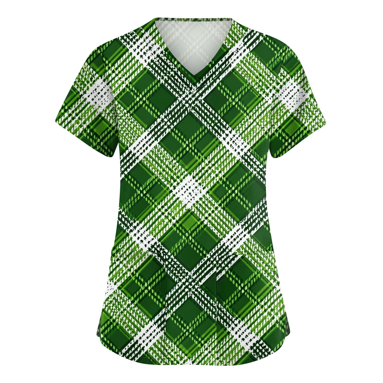ASDFVBKG St. Patrick's Day Scrubs Top for Women Short Sleeve V-Neck ...