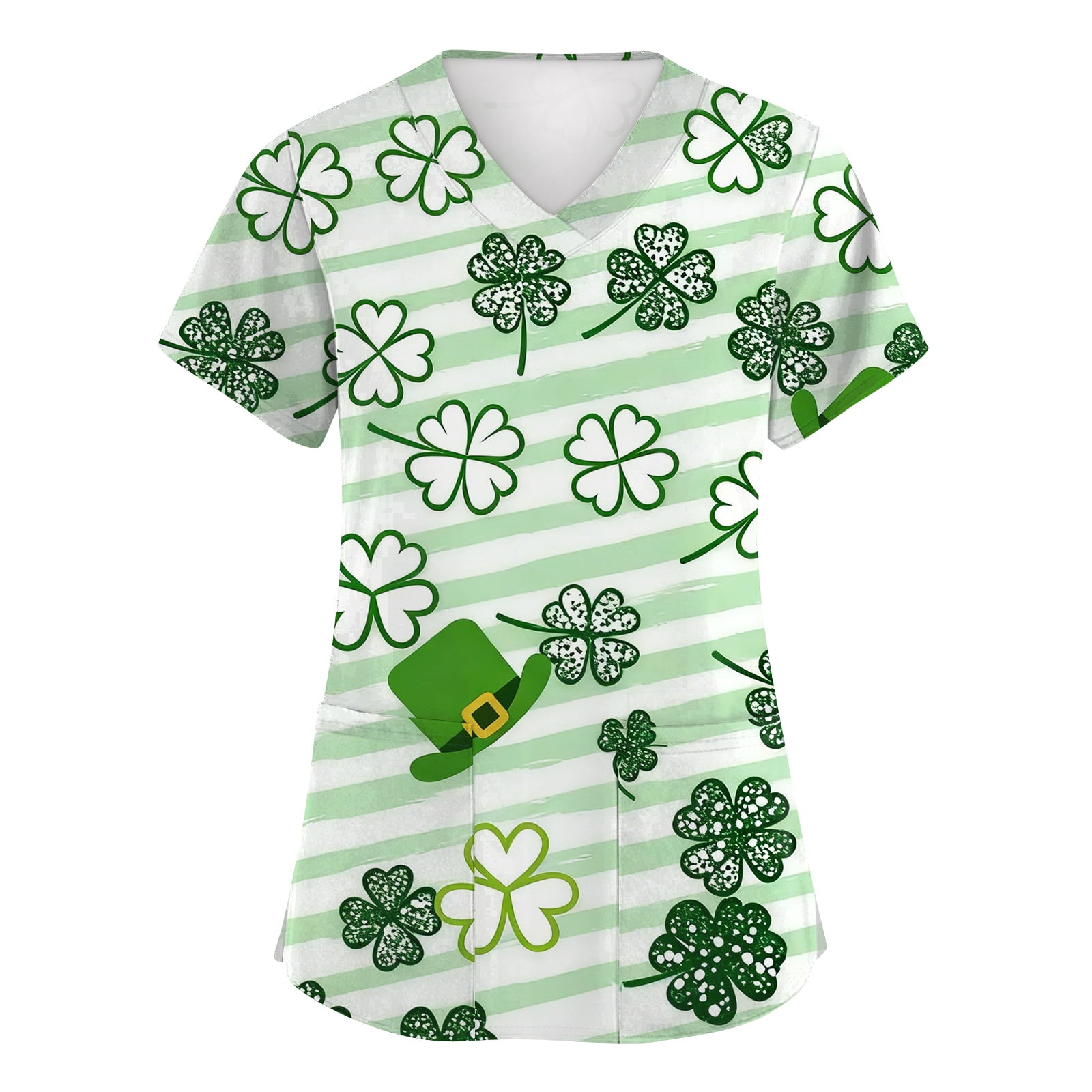ASDFVBKG St. Patrick's Day Scrubs Tops for Women Spring Tunic V Neck ...