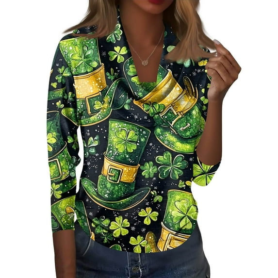 ASDFVBKG St. Patrick's Day Short SleeCowle Tops for Women Short ...