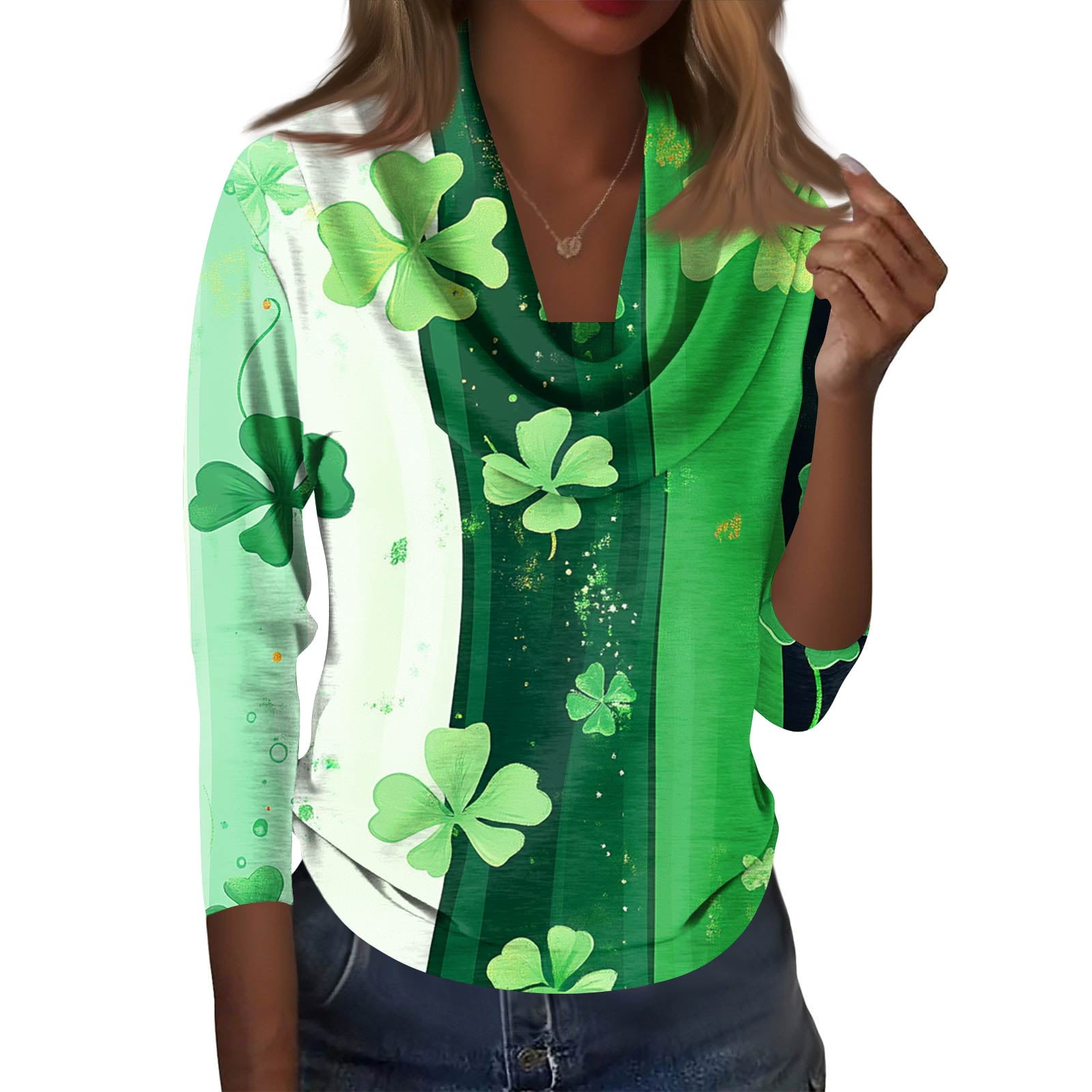 ASDFVBKG St. Patrick's Day Tops for Women Short SleeCowle Blouses Work ...