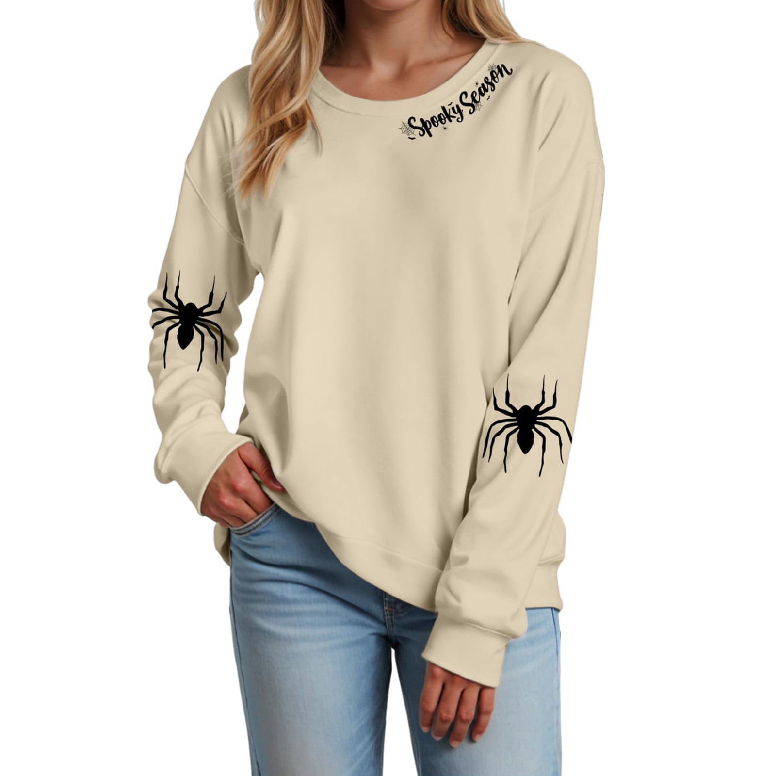 ASDFVBKG Sweatshirt for Women Halloween Oversized Long Sleeve Cute ...