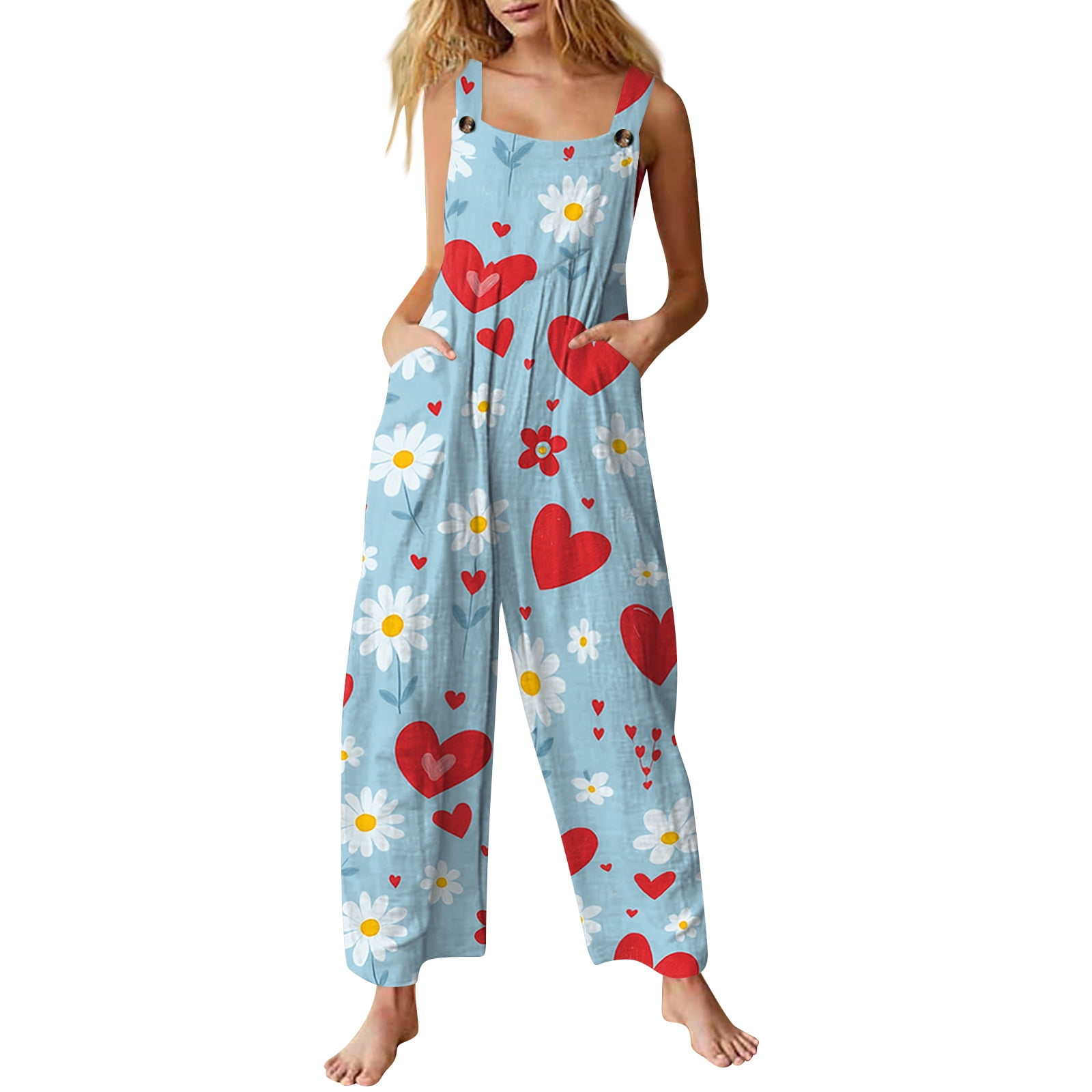 ASDFVBKG Valentine's Day Jumpsuit for Women Dressy One Piece Button ...