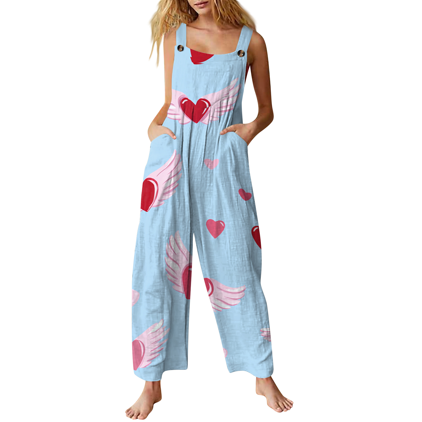 ASDFVBKG Valentine's Day Jumpsuit Women Dressy One Piece Button ...