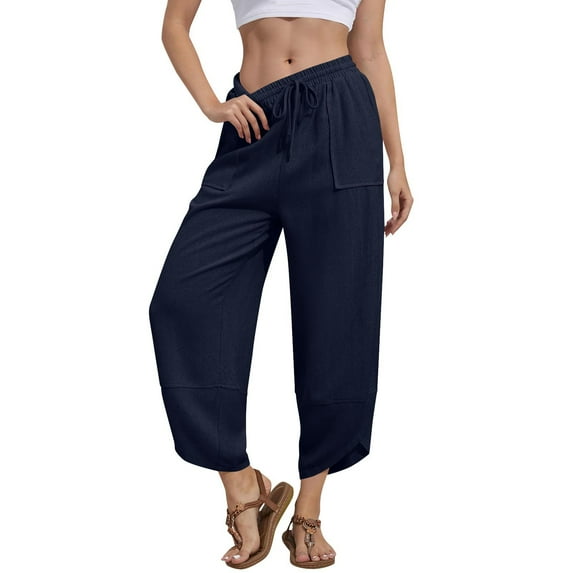 ASDFVBKG Wide Leg Barrel Pants Women Comfortable Harem Boho Capri ...