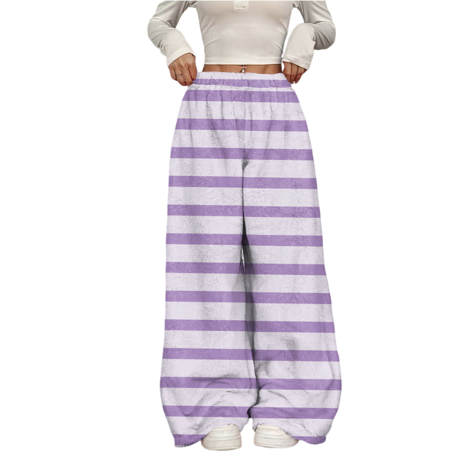 ASDFVBKG Wide Leg Pajam Pants for Women Baggy Elastic Waist Casual ...