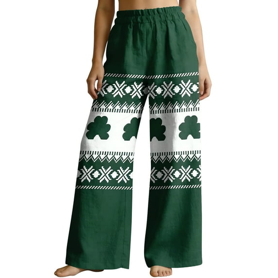 ASDFVBKG Wide Leg St. Patrick's Day Pants Casual Wide Leg Palazzo Pants ...