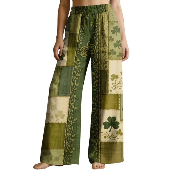 ASDFVBKG Wide Leg St. Patrick's Day Pants Women Dressy Wide Leg Palazzo ...