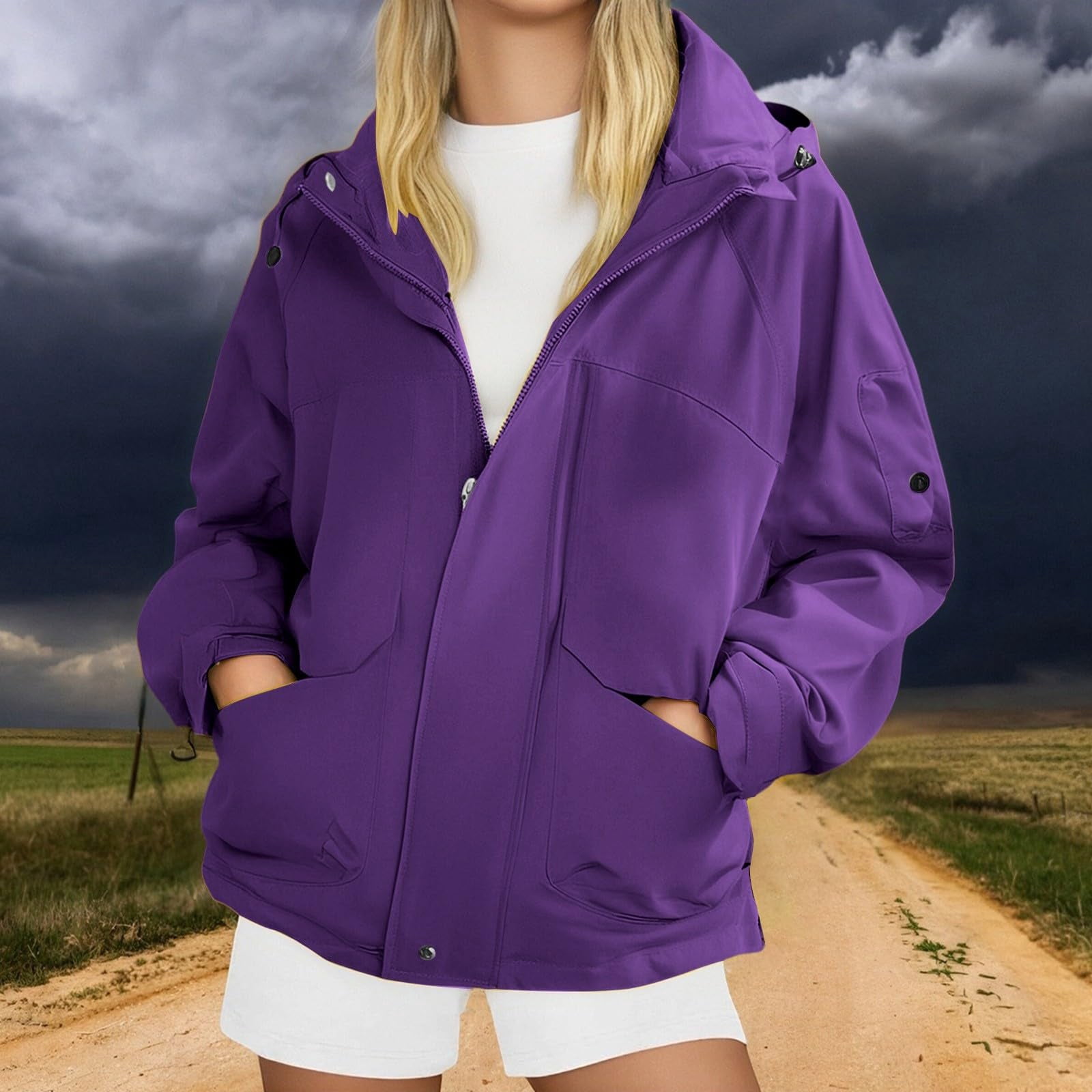 ASDFVBKG Wind Breaker Jackets Womens Waterproof Lightweight Zip Up ...