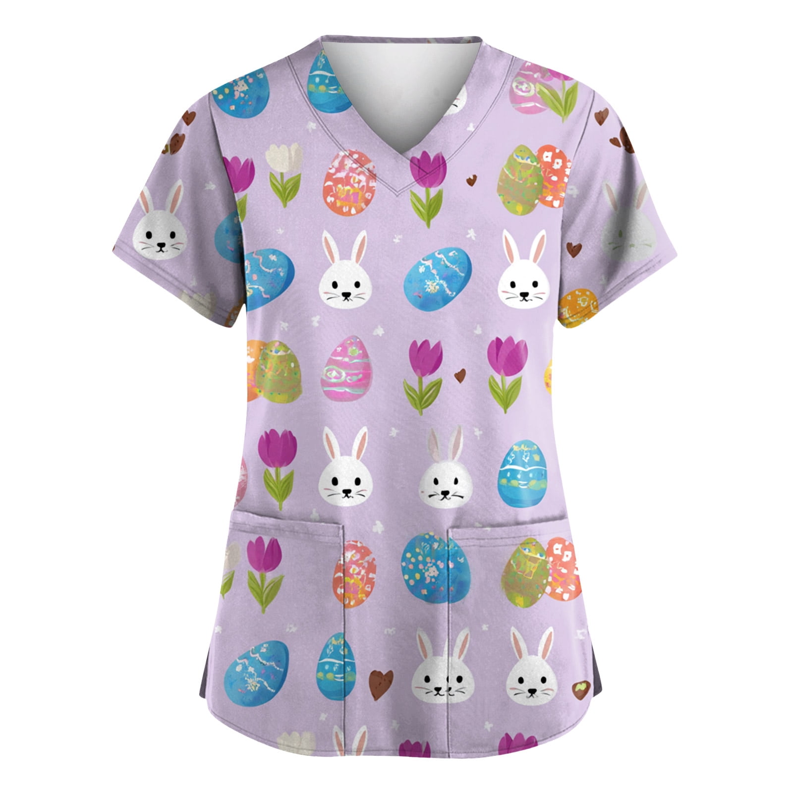 ASDFVBKG Women Easter Day Top Short Sleeve V Neck Nursing Shirt Office ...