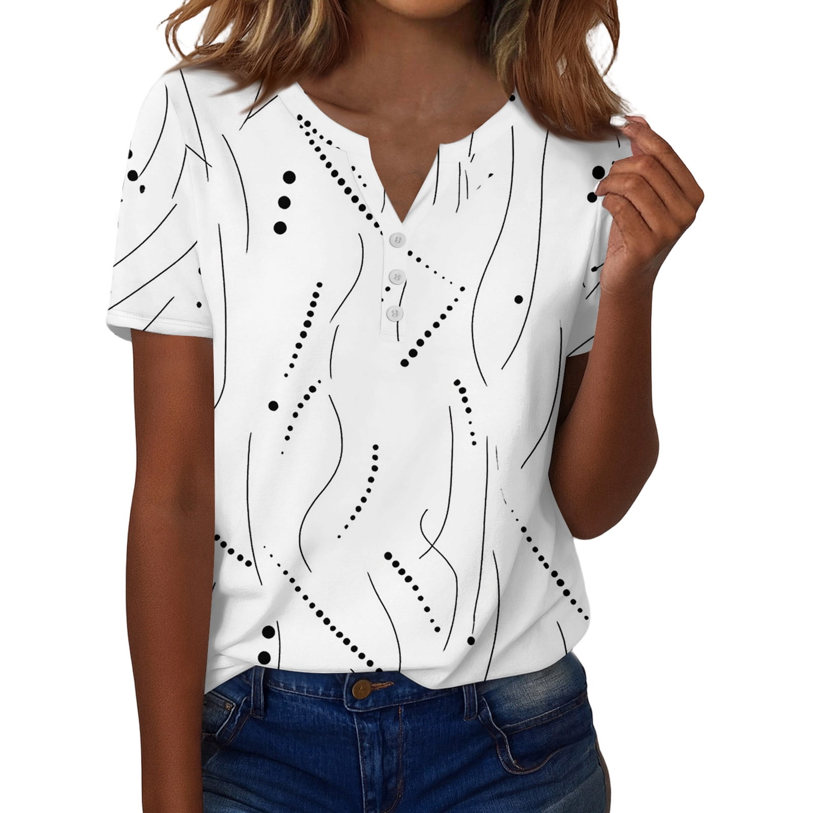 ASDFVBKG Women Floral Print Spring casual short Sleeve Blouse Valentine ...