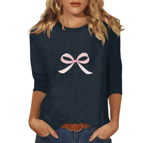 ASDFVBKG Women Floral Printed Graphic Shirts Spring Crew Neck Blouses ...