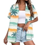 ASDFVBKG Women Hawaiian Cardigans Casual Summer Tops Cover up Open ...