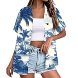 ASDFVBKG Women Hawaiian Shirt Soft Cool Summer Hawaii Shirts Floral ...