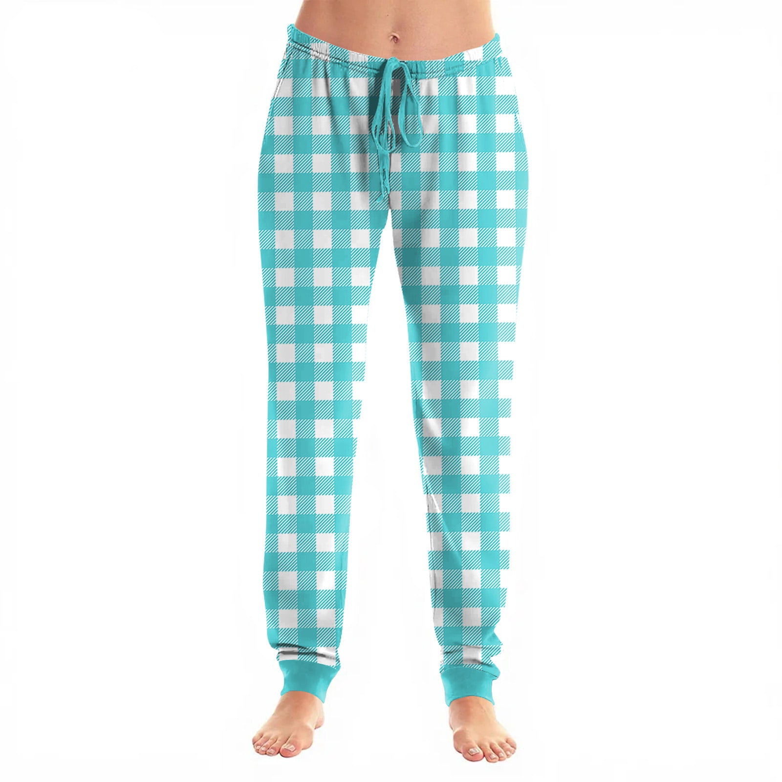 ASDFVBKG Women Pajama Pants Lounge Plaid Printed Drawstring Bottoms ...